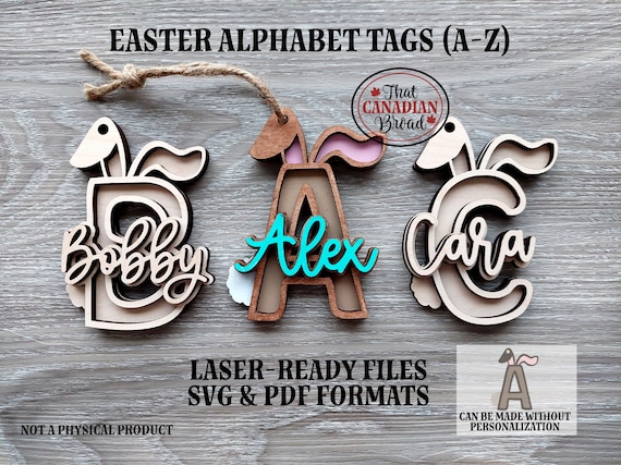 Easter Alphabet Tags A to Z Personalized Tags Laser Cut | Etsy