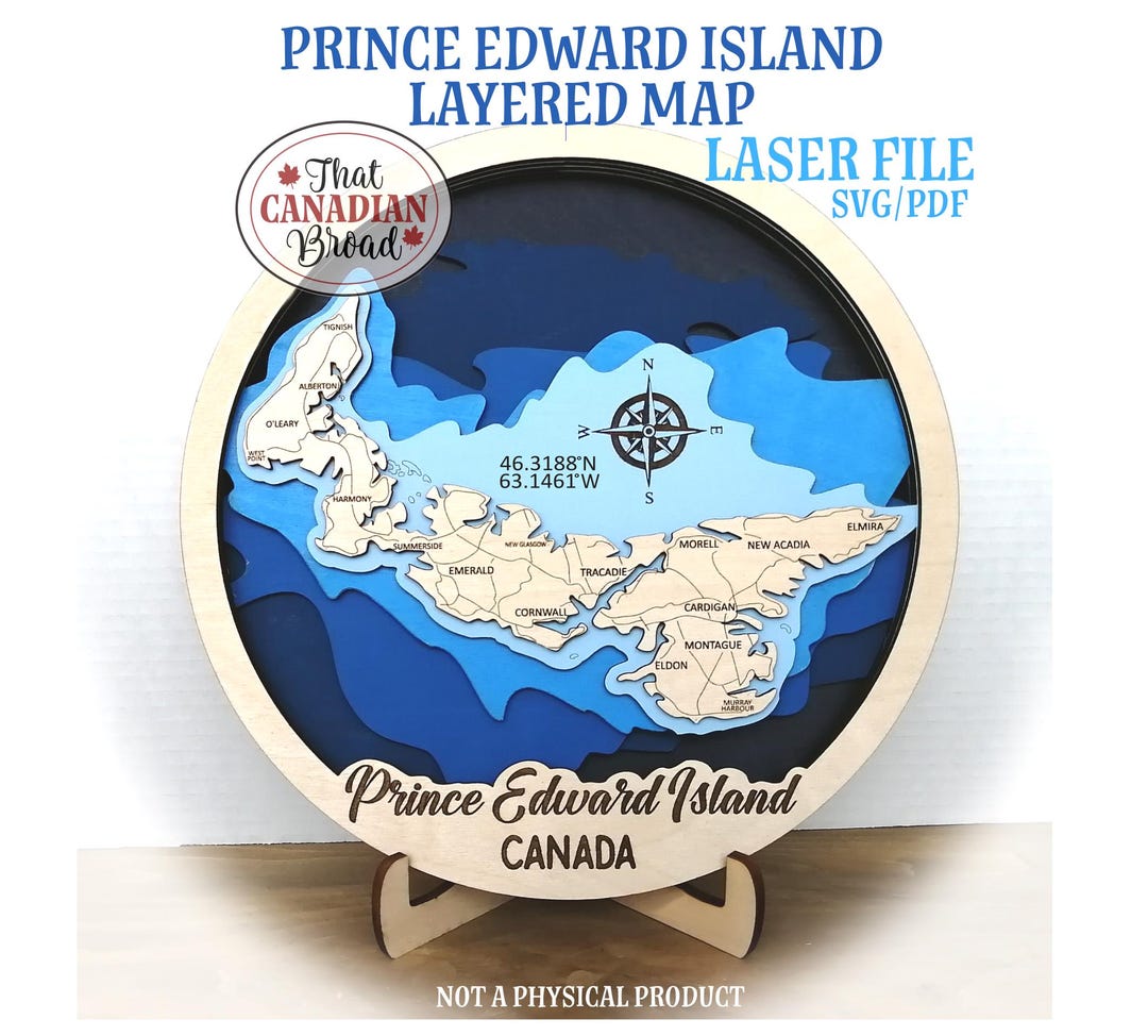 PEI Layered Map Sign, Canadian Theme, Prince Edward Island, Canada ...