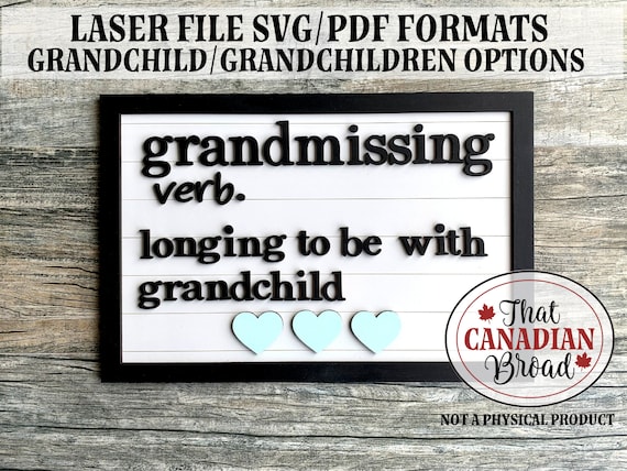 Sign for Grandparent Grandmissing Definition SVG & PDF - Etsy