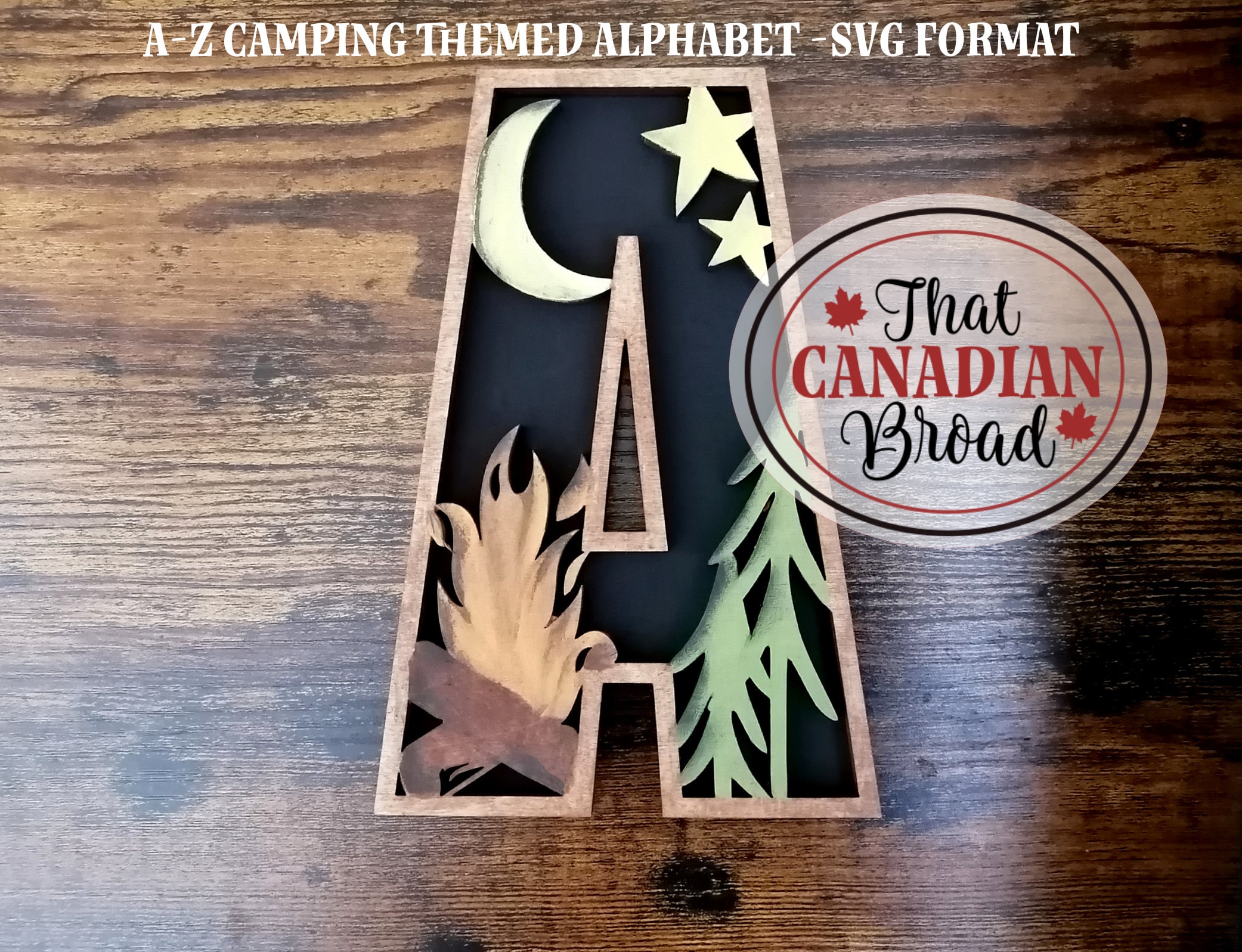 Alphabet A-Z Camping theme SVG file laser vinyl paper | Etsy