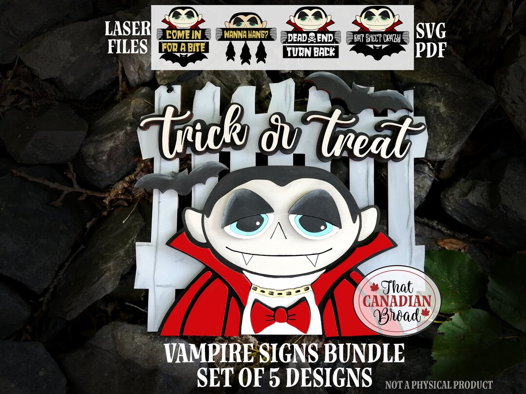 VAMPIRE Signs Bundle, 5 Fun Designs, Halloween Sign Designs, Laser ...
