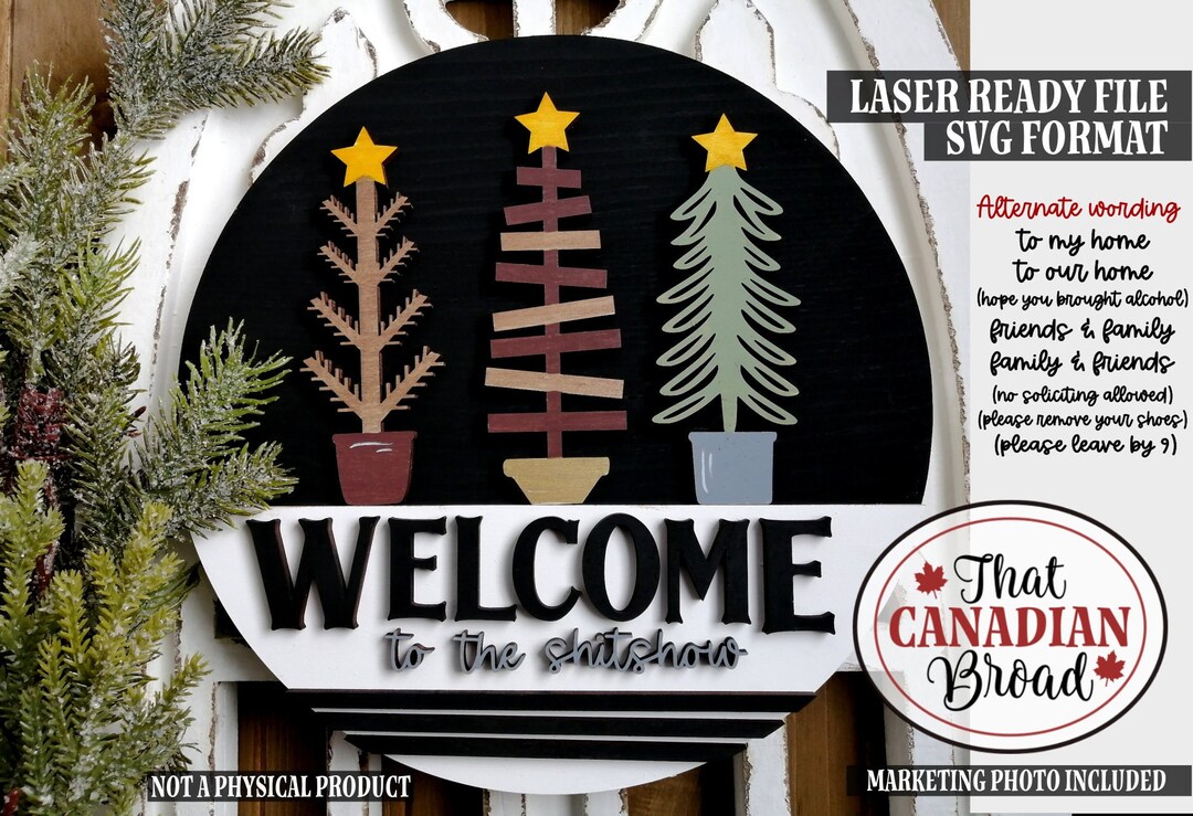 Welcome Trees Trio Sign, Alternate Wording Included, Laser Cut File ...