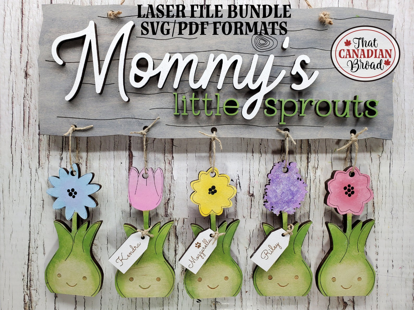 Little Sprouts Sign Bundle, 3 Styles, 11 Words for Mom and Grandma ...