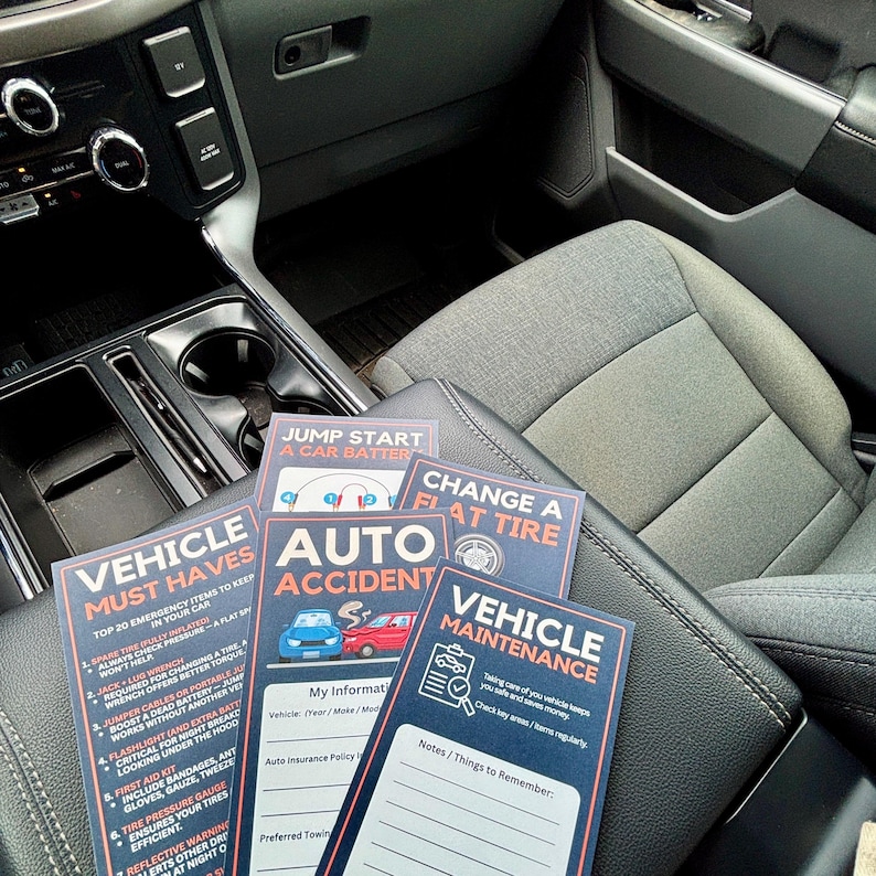 Road Ready Guide Bundle – Glove Box Safety Cards | Car Emergency Print ...