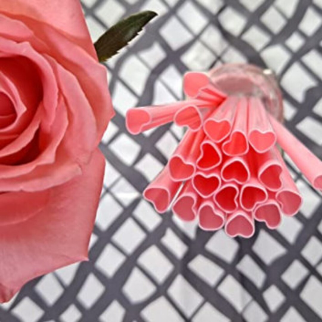 Heart Shaped Pink Straw Pack - Bachelorette, Pink Theme Party, Heart ...
