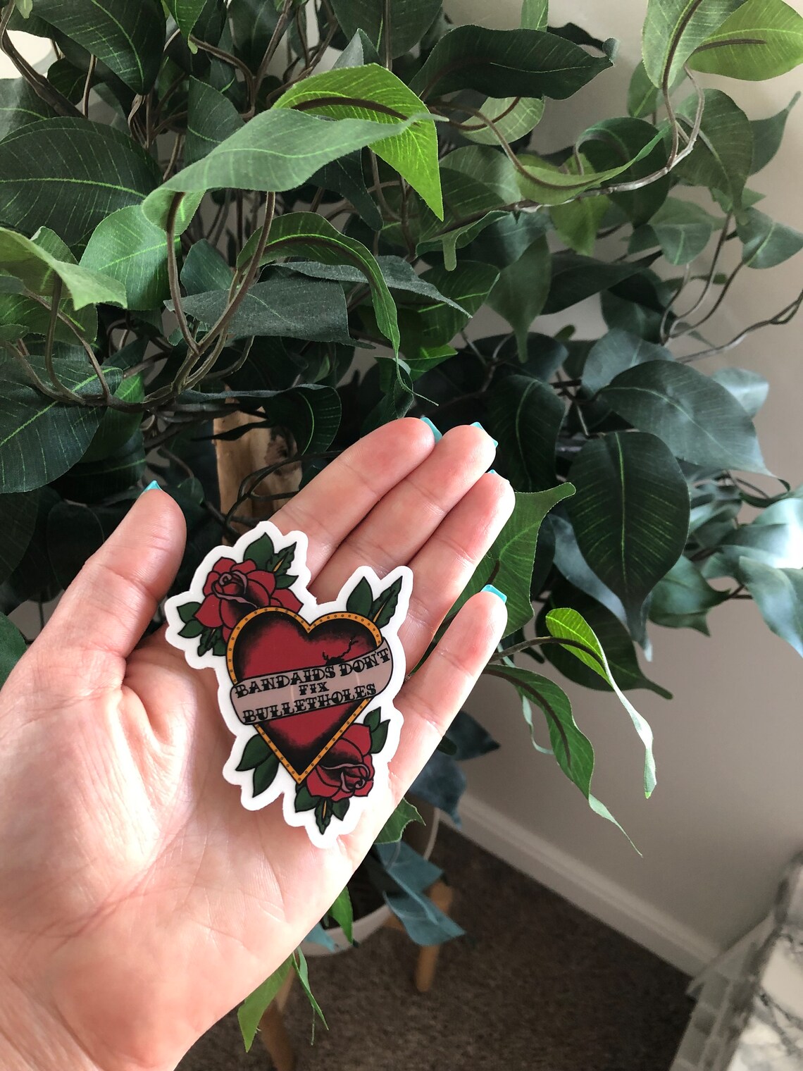 Bandaids Don't Fix Bullet Holes Bad Blood Sticker Heart Tattoo Sticker ...