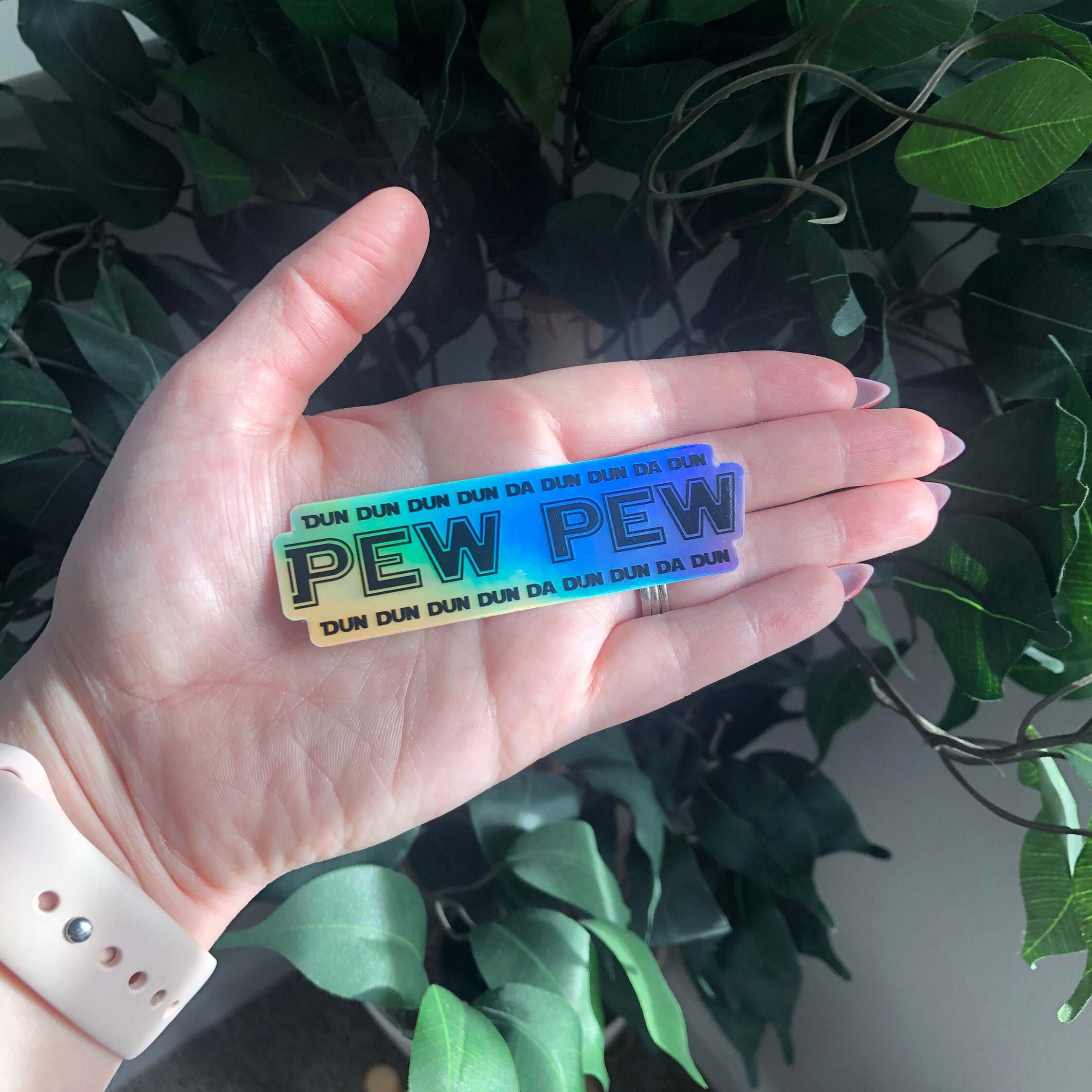 Pew Pew Star Wars Inspired Holographic Sticker Decal for Water Bottles ...