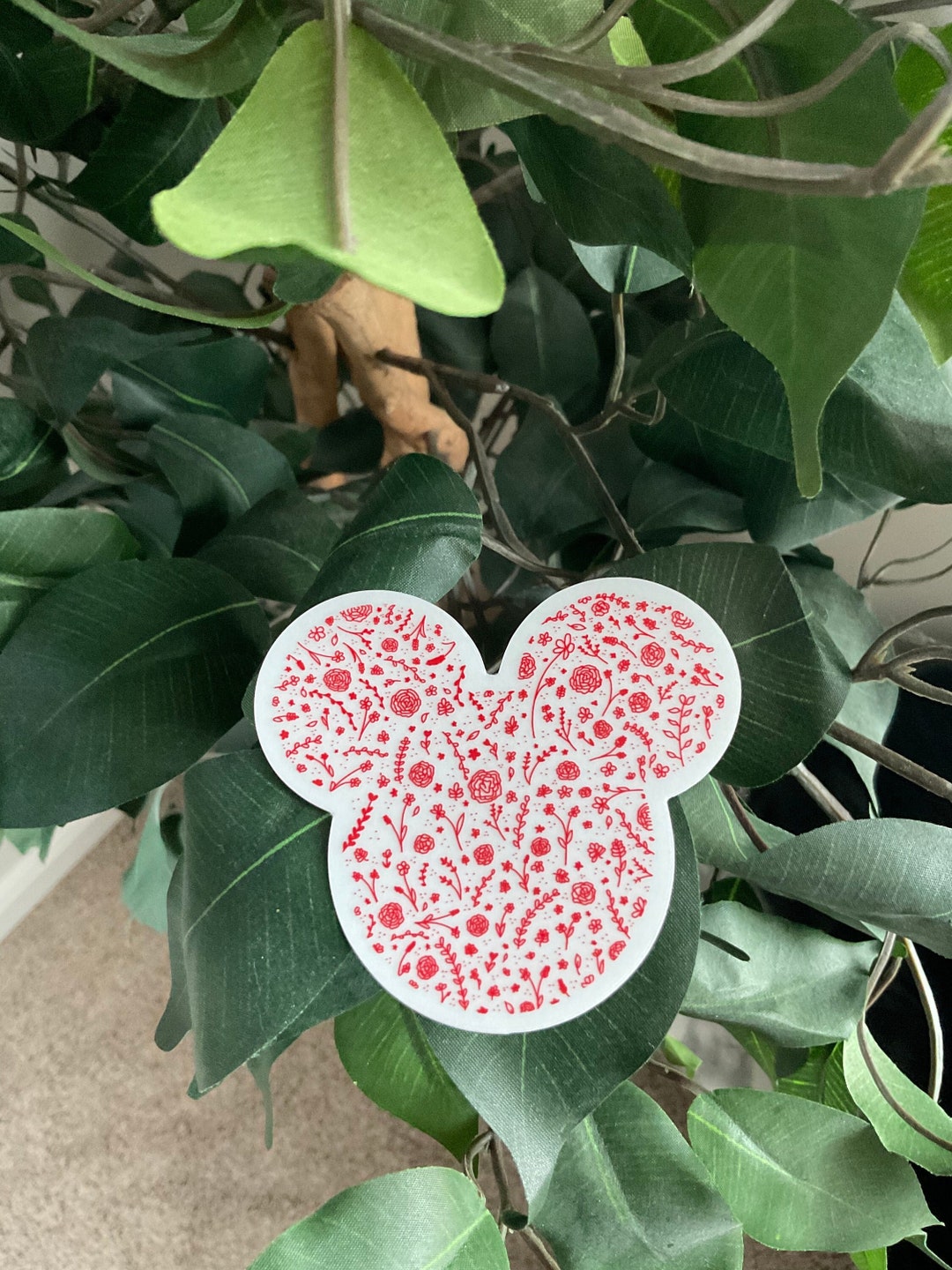 Floral Mouse Head Sticker Decal | Car Decal | Sticker for Disneyland ...