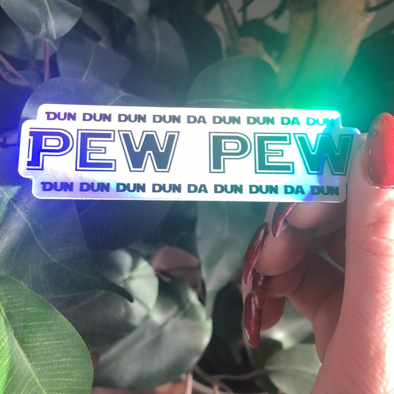 Pew Pew Star Wars Inspired Holographic Sticker Decal for Water Bottles ...