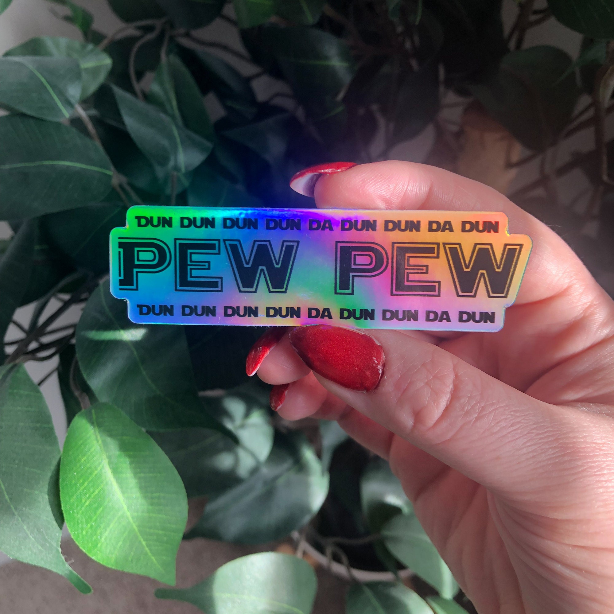 Pew Pew Star Wars Inspired Holographic Sticker Decal for Water Bottles ...