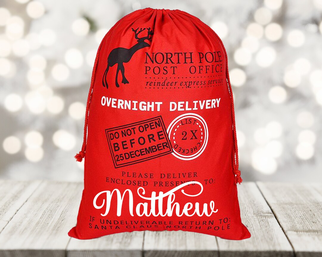 Personalised Christmas Sack, Christmas Present Sack, Santa Sack, Red ...