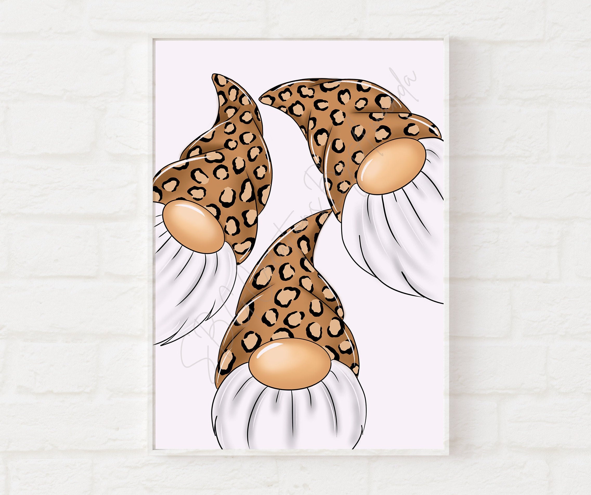Leopard Gonk Print, Gonk Trio Wall Art, Gonk Picture, Gnome Print, A4 ...