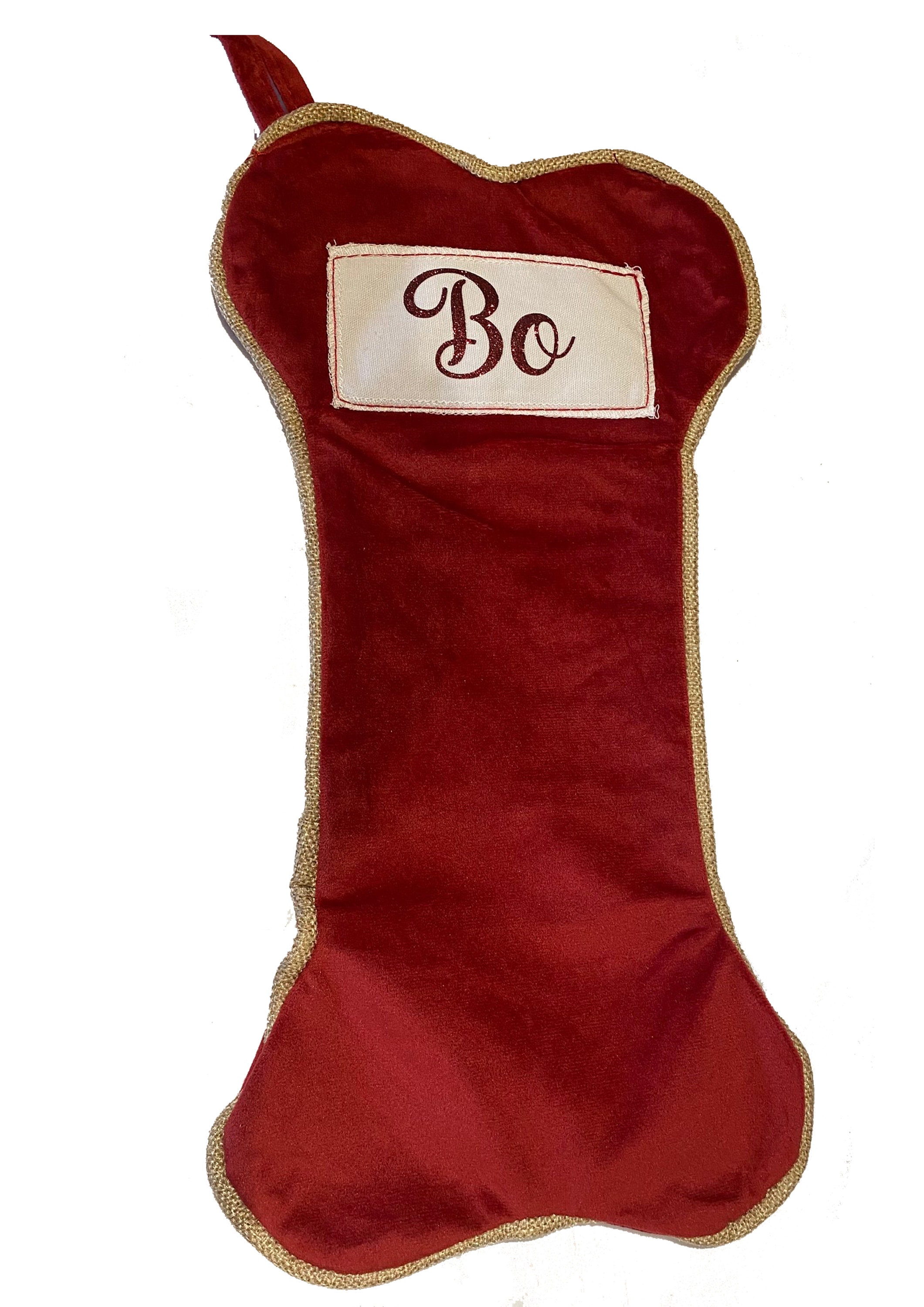 Bone Shaped Dog Stocking Red Velvet Style With Hessian Trim - Etsy UK