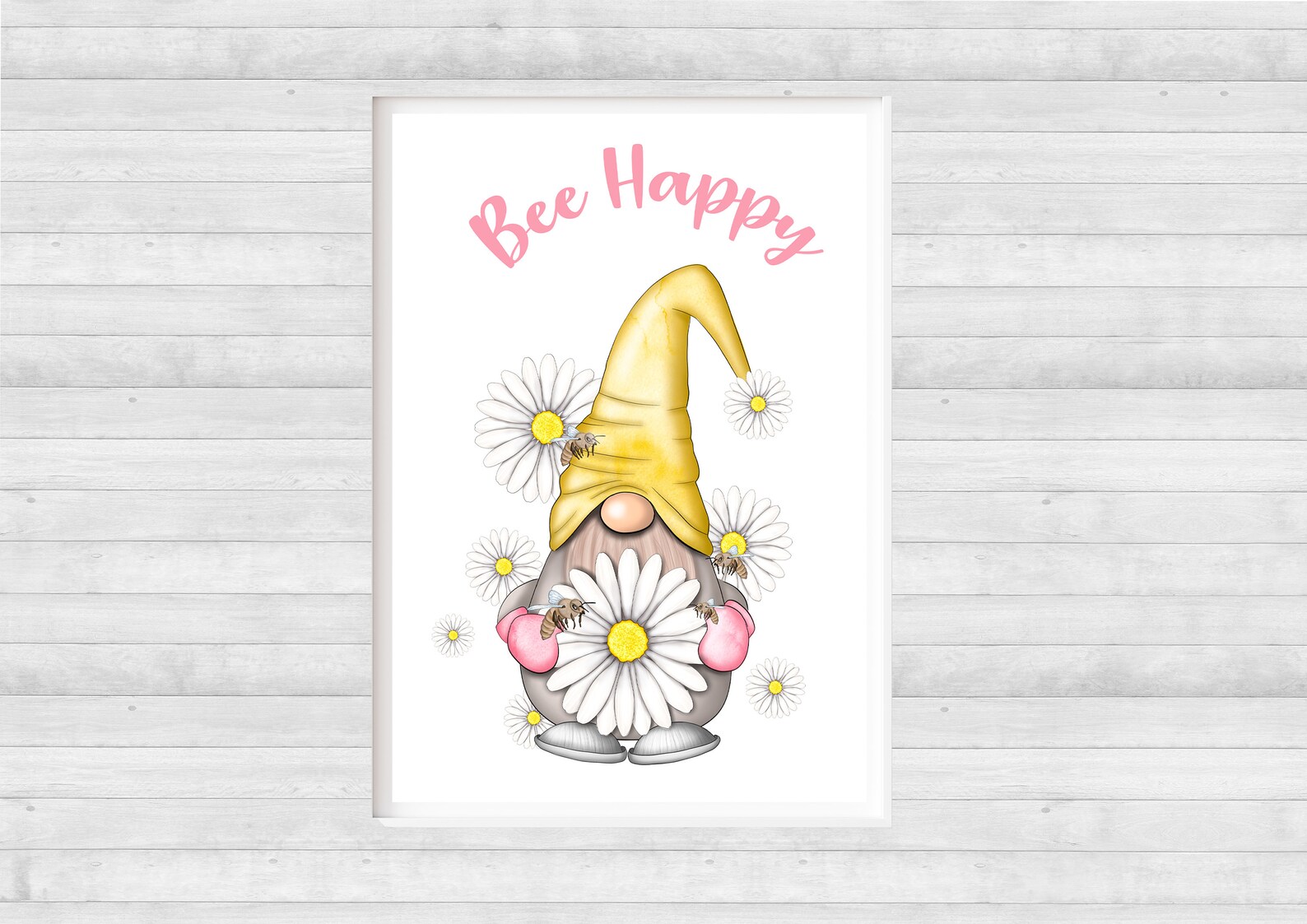 Bee Happy Gonk Print, Be Happy Wall Art, Gonk Picture, Bee Print, Gnome ...