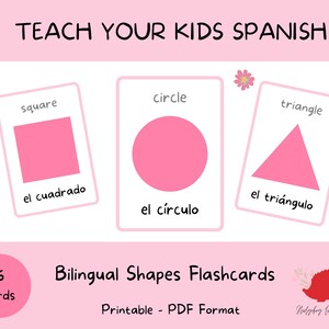 Bilingual Shapes Flashcards Learn Spanish for Kids Hedgehoglingo - Etsy