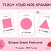 Bilingual Shapes Flashcards Learn Spanish for Kids Hedgehoglingo - Etsy