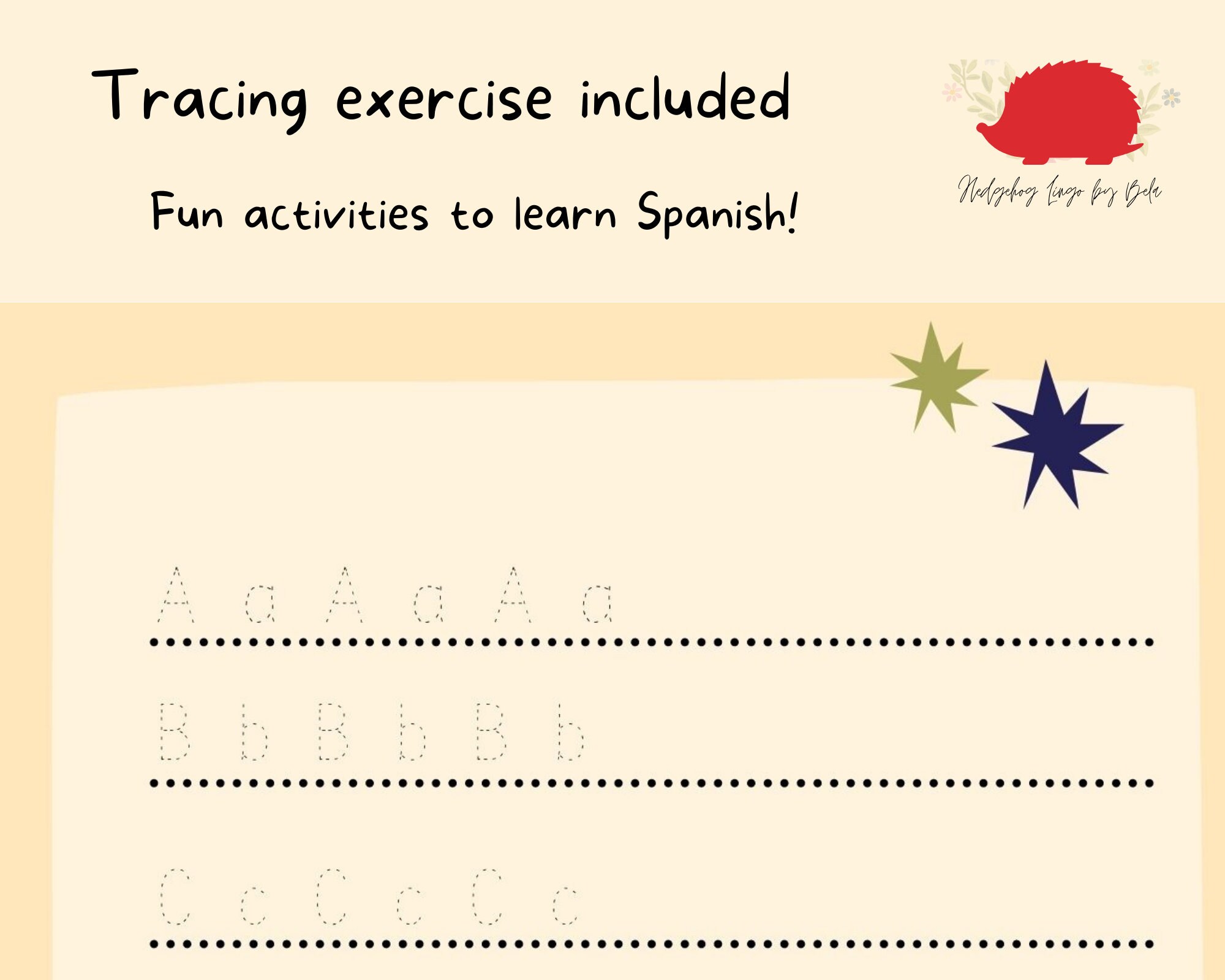 Spanish Alphabet Flashcards Letter Tracing Worksheet Learn Spanish for ...