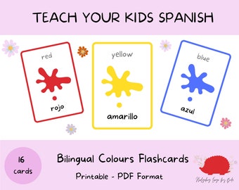 Bilingual Shapes Flashcards Learn Spanish for Kids Hedgehoglingo - Etsy