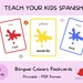 Bilingual Colours Flashcards - Learn Spanish for Kids - Etsy