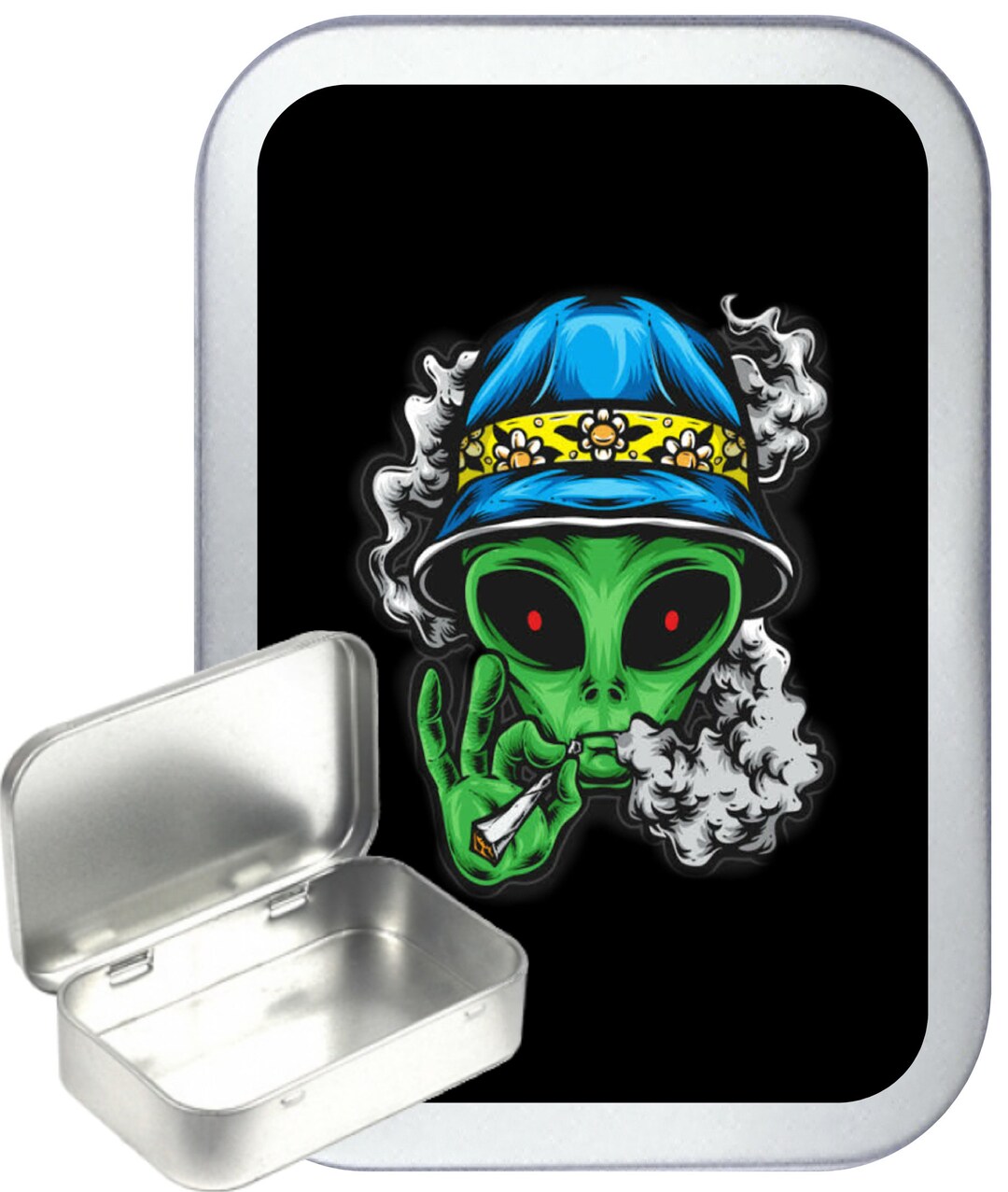 Alien Joint Medium Silver Hinged Gift Tin, Gift Box, Pill Tin, Pocket ...