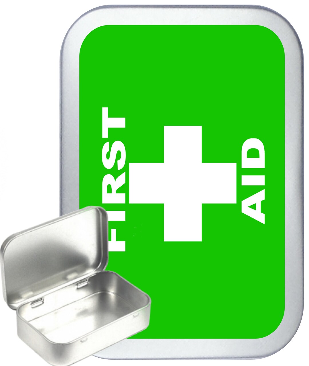 First Aid Medium Silver Hinged Gift Tin, Gift Box, Pill Tin, Pocket Tin ...