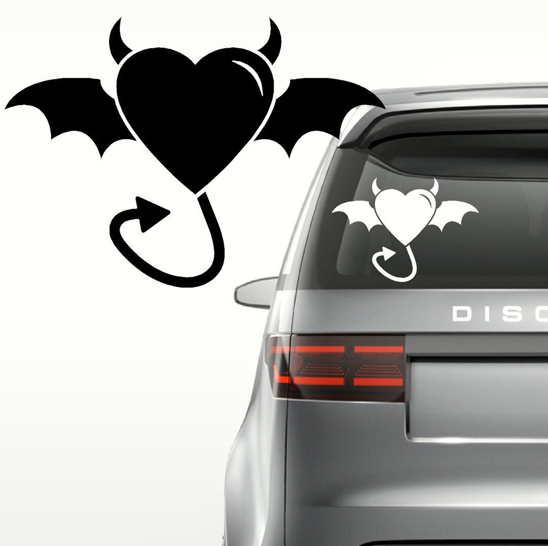 Devil Heart Car Decal, Devil Car Sticker, Window Graphic, Bumper ...