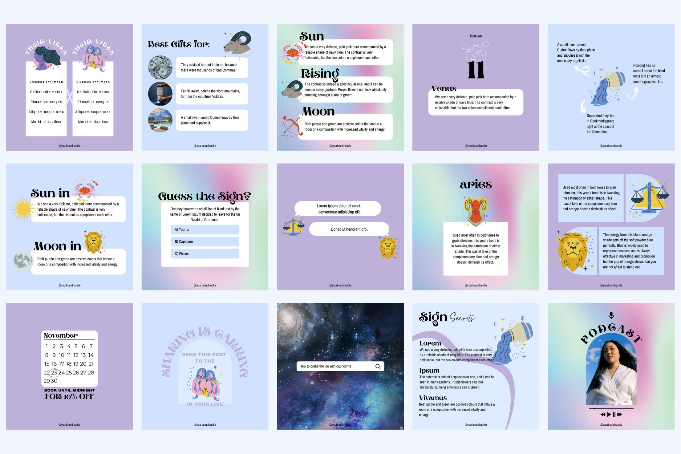 Customizable Social Media Template for Astrologers Mystical Zodiac Star ...