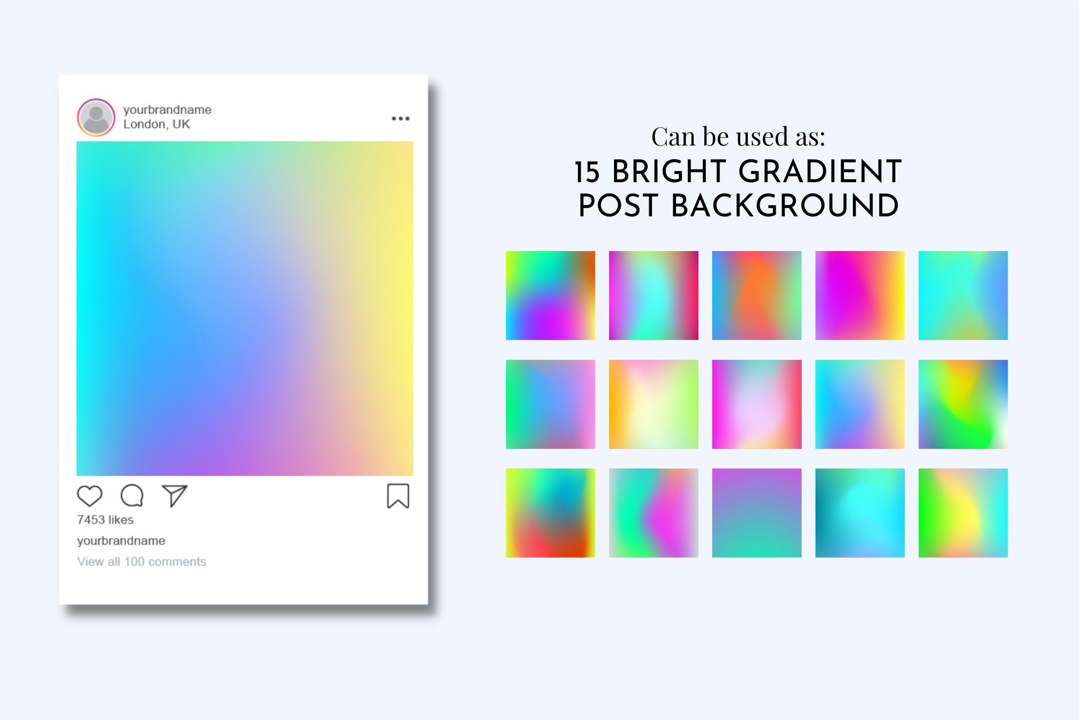 Bright Gradient Background Highlight Cover for Social Media | Etsy