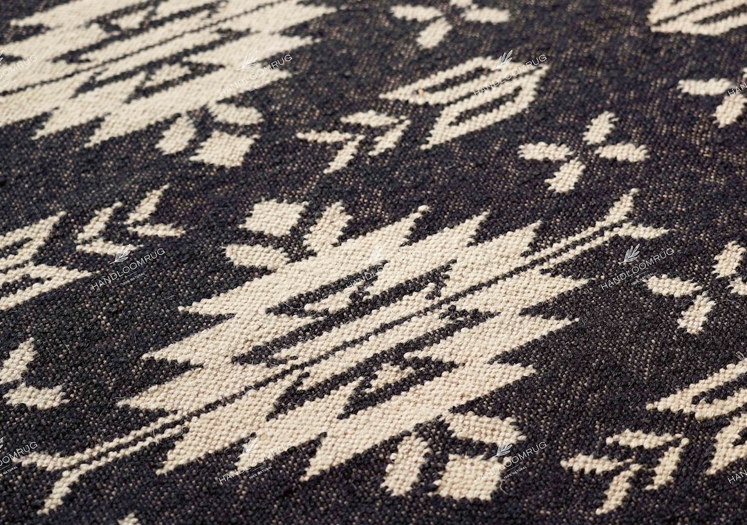 Wool Jute Kilim Rug | Handmade Navajo Kilim & Aztec Accent Rug for ...