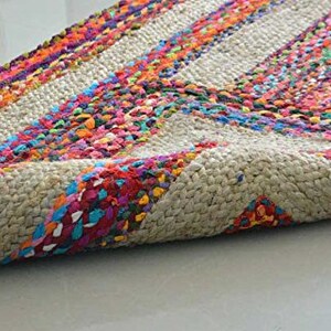 Hand Braided Bohemian Colorful Cotton Chindi Area Rug Multi Color Home ...