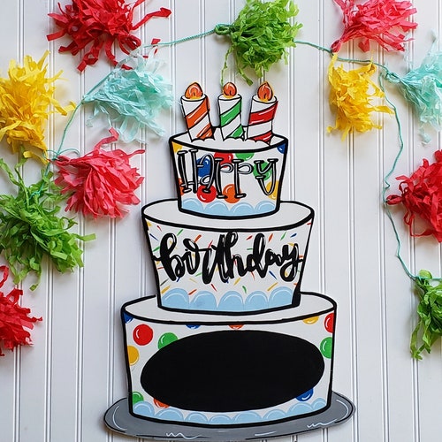 Happy Birthday Door Hanger Happy Birthday Decor Wood Door - Etsy