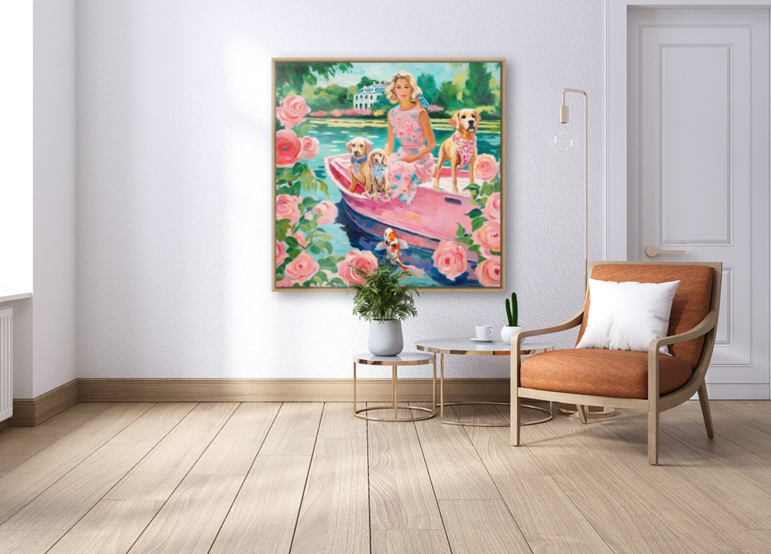 Grandmillennial Art, on the River, Preppy Whimsical Painting - Etsy