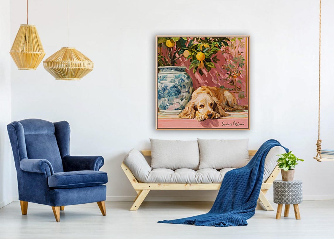 Cocker Spaniel Art: Grandmillennial Chinoiserie, Palm Beach Decor - Etsy