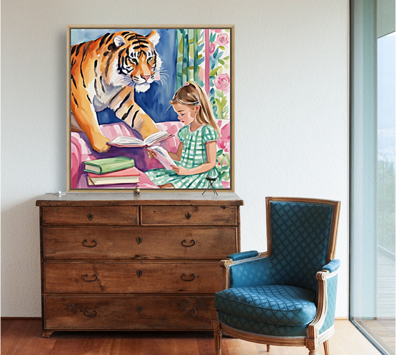 Grandmillennial Art, the Tiger Ate My Homework, Children Illustration ...
