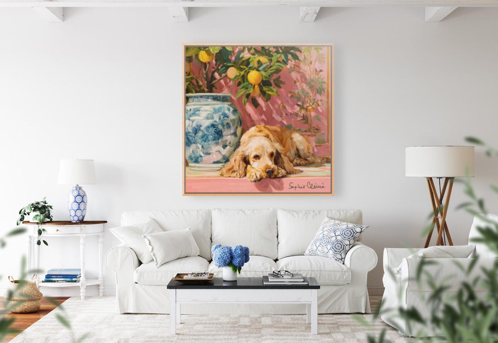Cocker Spaniel Art: Grandmillennial Chinoiserie, Palm Beach Decor - Etsy