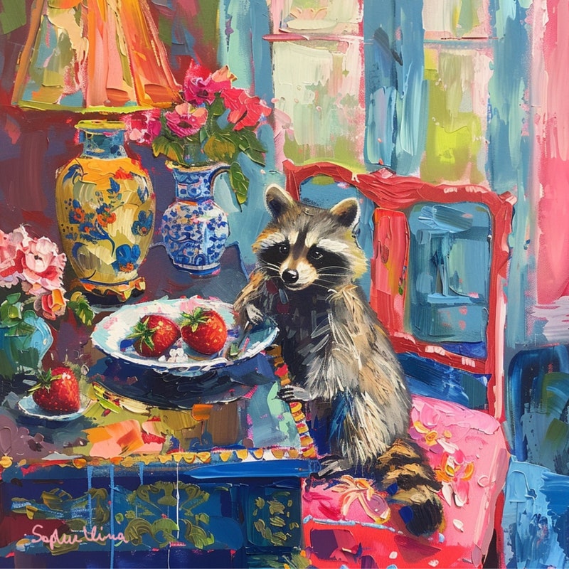 Raccoon Painting - Etsy