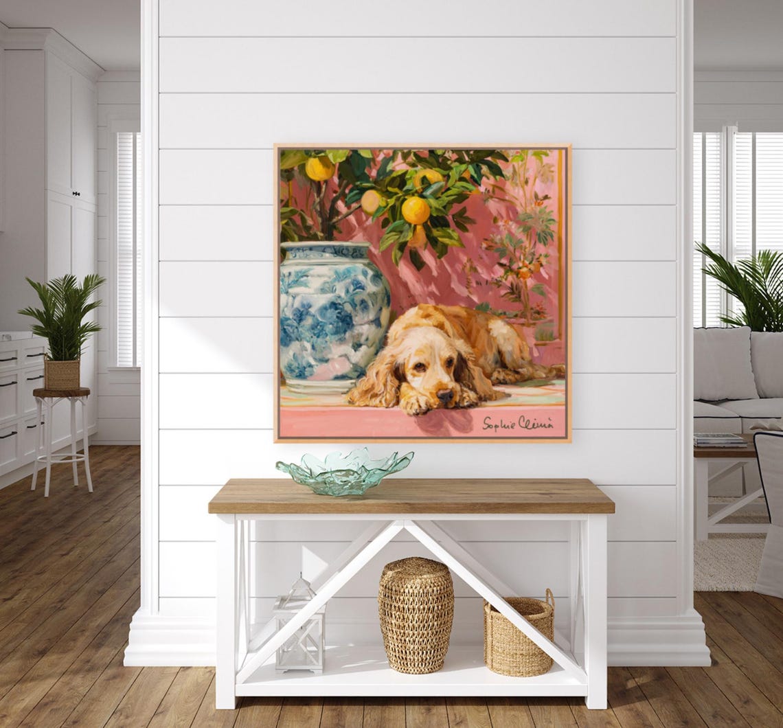 Cocker Spaniel Art: Grandmillennial Chinoiserie, Palm Beach Decor - Etsy