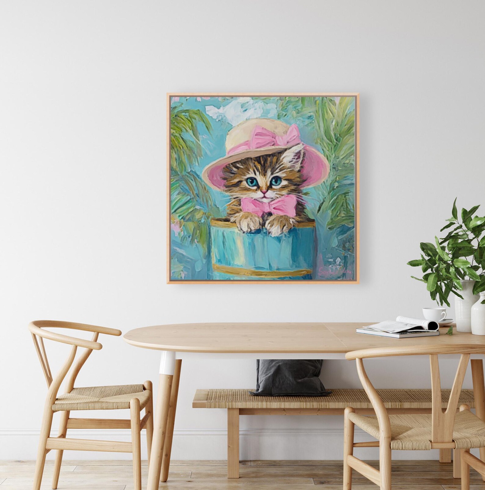 Preppy Cat Art, Kitten in a Hat Box - Etsy
