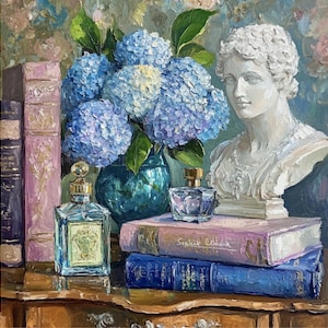 Blue Hydrangea Still Life Art Print: Grandmillennial Decor - Etsy