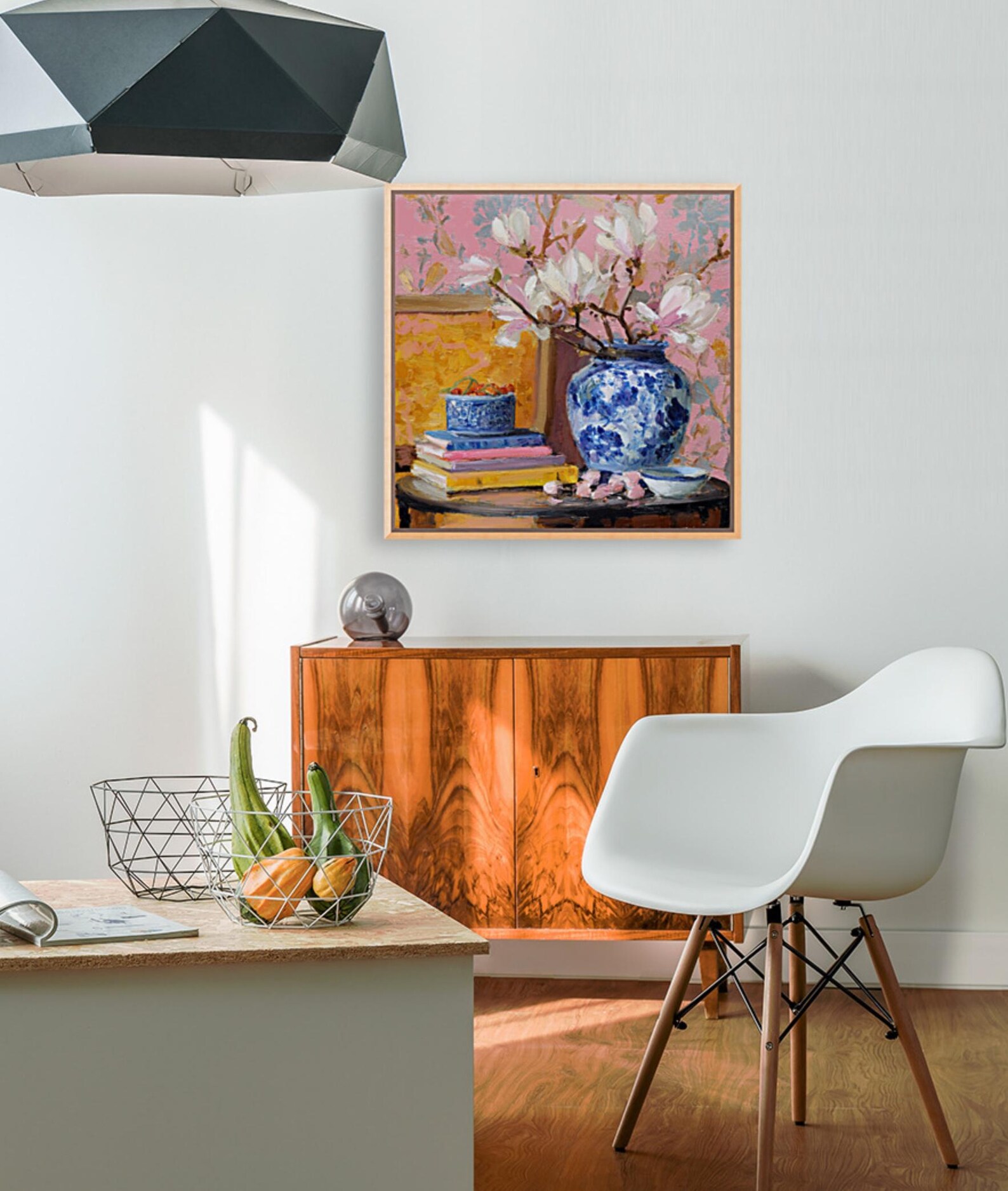 Magnolia in Ginger Jar in Pink Chinoiserie Room, Grandmillennial Art ...