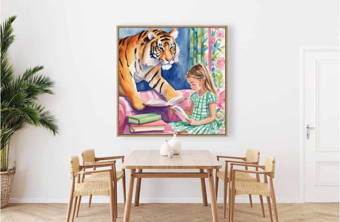 Grandmillennial Art, the Tiger Ate My Homework, Children Illustration ...