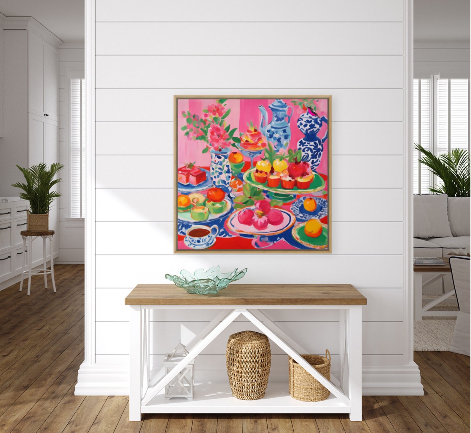 Grandmillennial Art, Preppy English Tea and Cakes, Whimsical Watercolor ...
