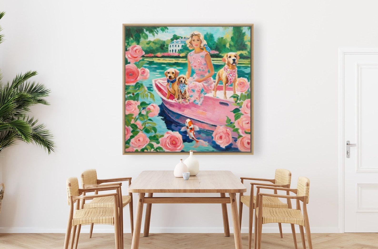 Grandmillennial Art, on the River, Preppy Whimsical Painting - Etsy