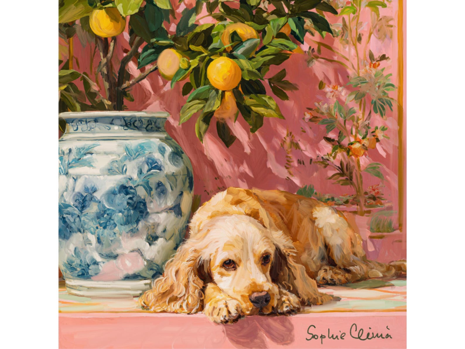 Cocker Spaniel Art: Grandmillennial Chinoiserie, Palm Beach Decor - Etsy