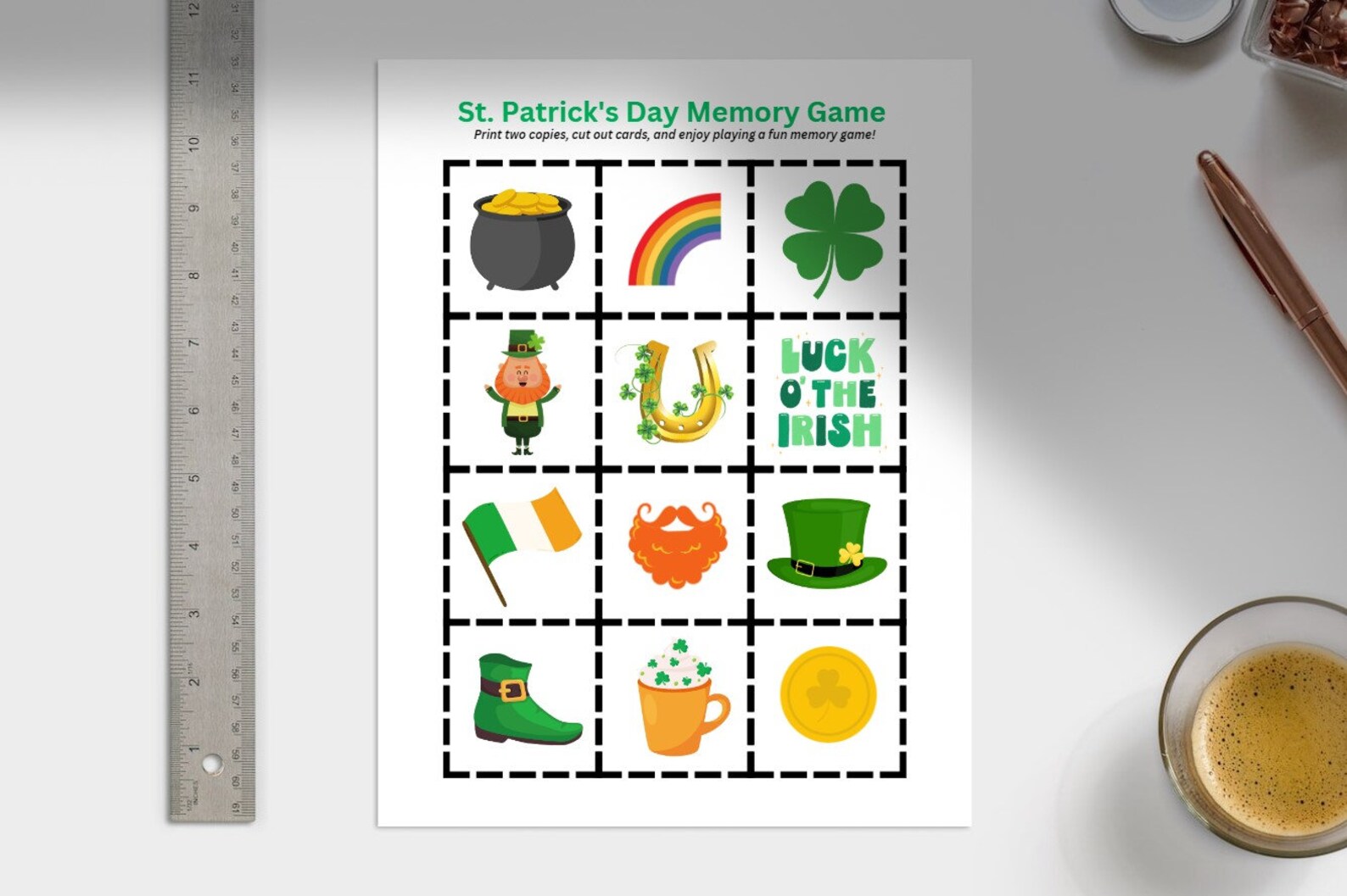 Printable St. Patrick's Day Memory Game, Maze Game, Word Game Combo ...