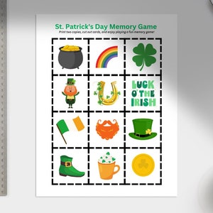 Printable St. Patrick's Day Memory Game, Maze Game, Word Game Combo ...