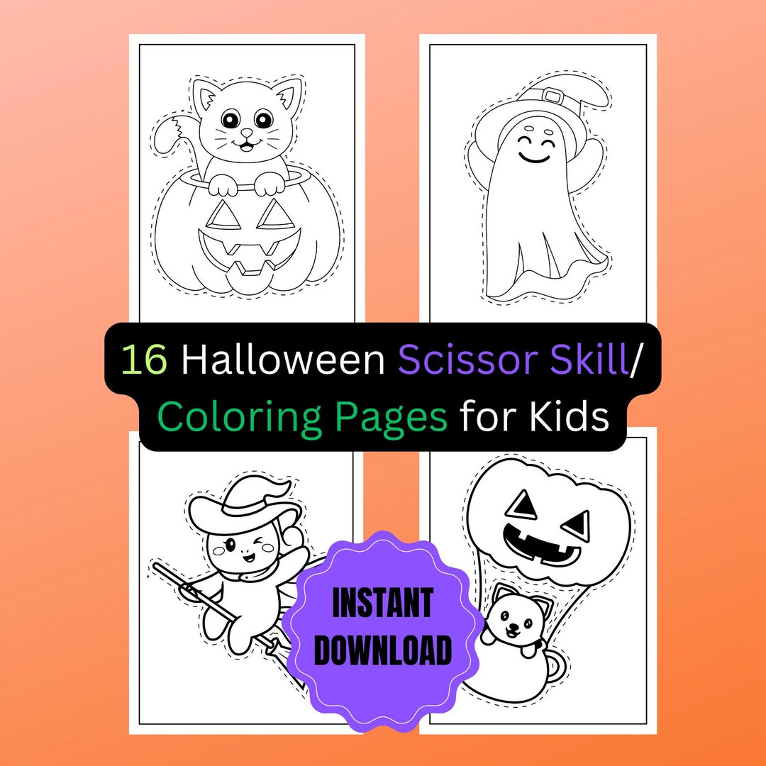 Halloween Scissor Skills and Coloring Pages for Kids Printable ...