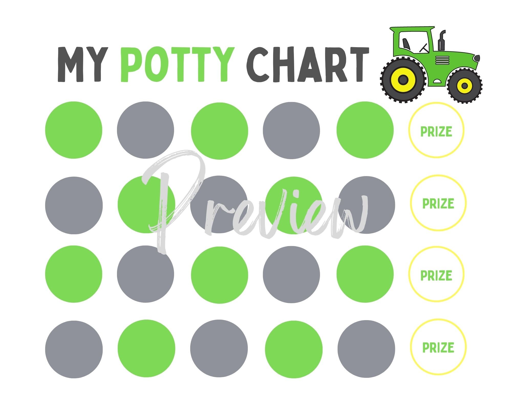 Tractor Potty Training Chart - Instant Download - Toddler Toilet ...