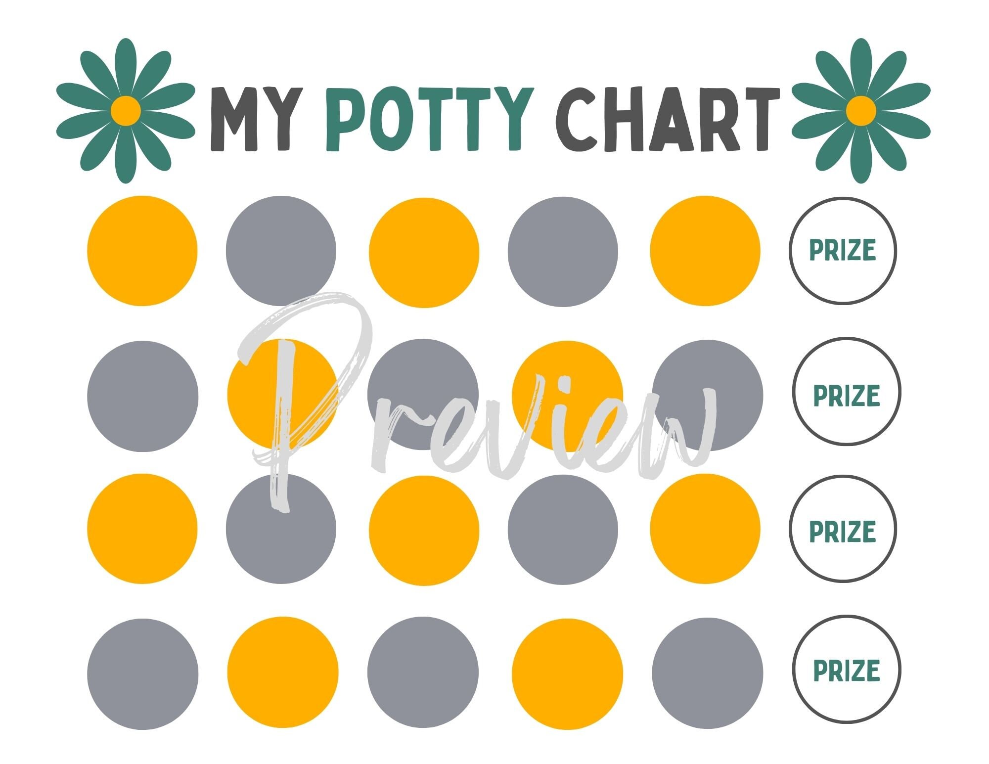 Flower Potty Training Chart - Instant Download - Toddler Toilet ...