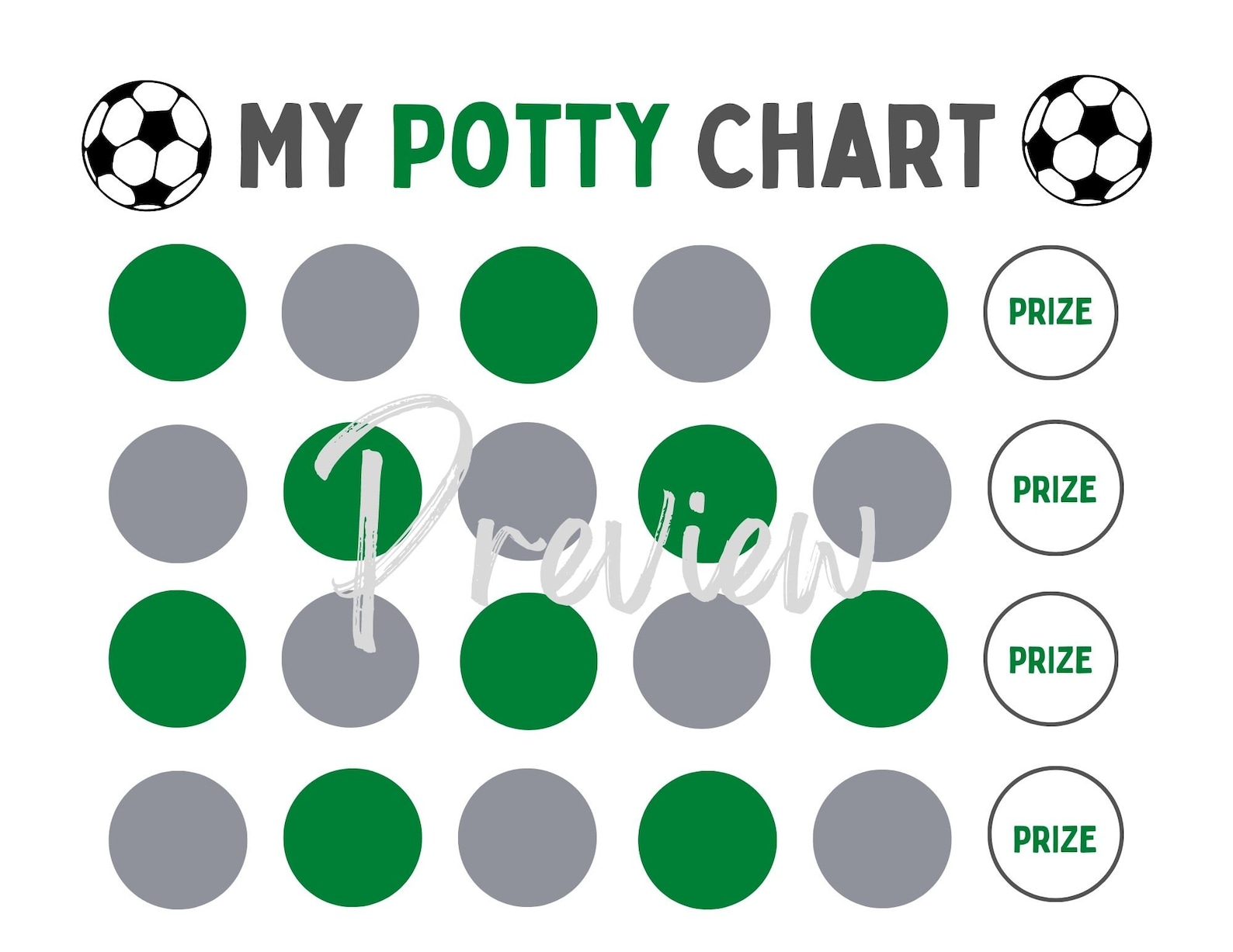 Soccer Potty Training Chart - Instant Download - Toddler Toilet ...